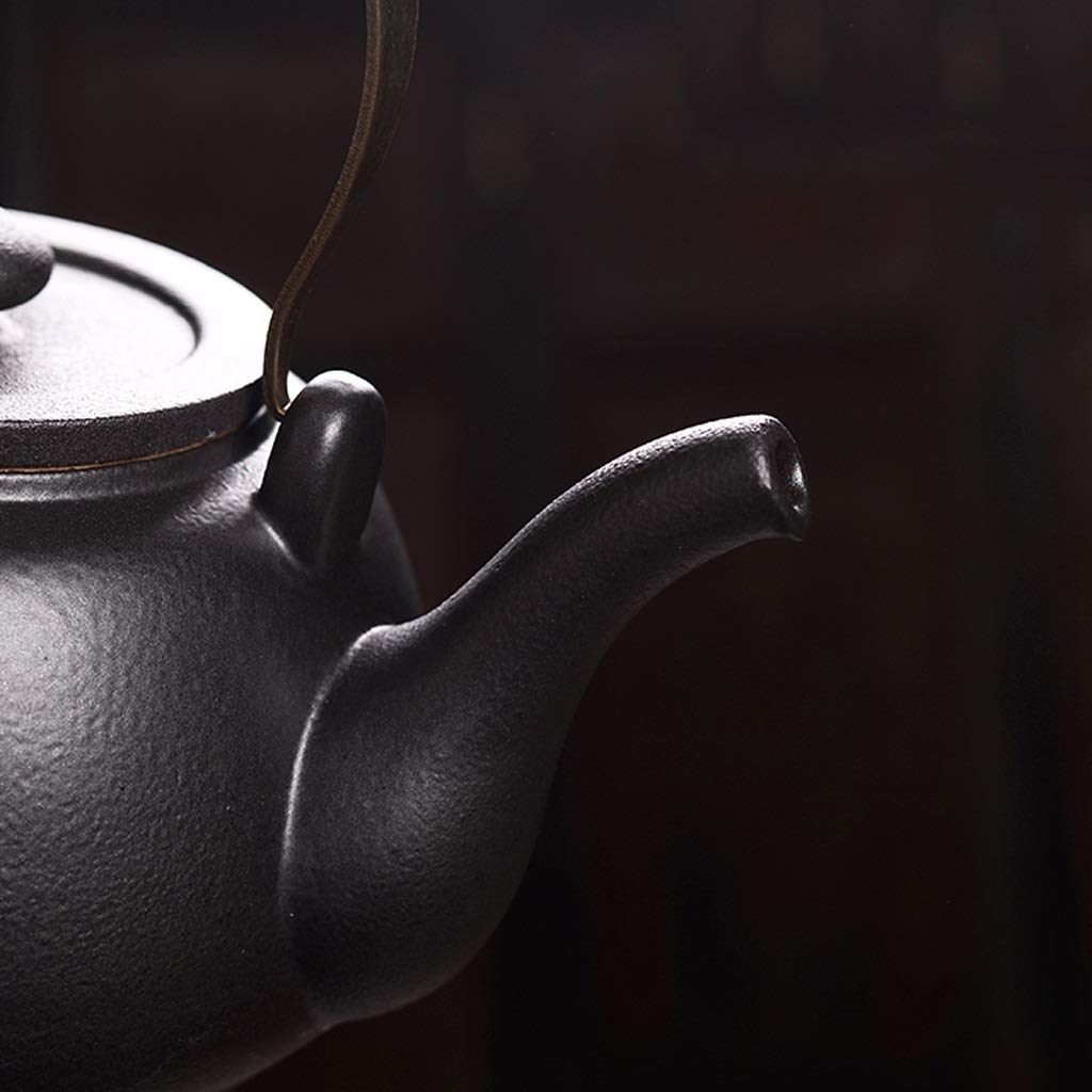 ZNZN Black Round Kettle Ceramic Kettle Creative Retro Chinese Style Teapot Suitable for Household Stoves (900ML, 30.4OZ) Multifunctional Water Kettle