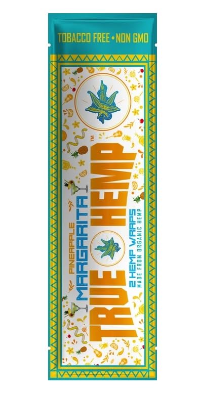 True Hemp - Natural Hemp Wraps - Pineapple Margarita - 2 Wraps Per Pack – 25 Packs – 50 Wraps total