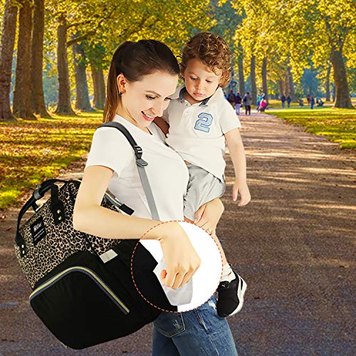 YOUNGFIT Diaper Bag Backpack, Diaper Bags for Baby Girl, Leopard Diaper Backpack Baby Bag