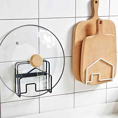 WUDILU Multi-Cell Wall-Mounted Cutting Board Rack Metal Drying Pan Pot Rack Cover Lid Rest Stand Spoon Holder Kitchen Tool (Color : OneColor)