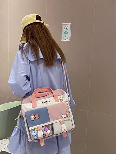 Tote Bag with Accessories Pins for Women Crossbody Shoulder Bag Casual(Pink-64, One Size)