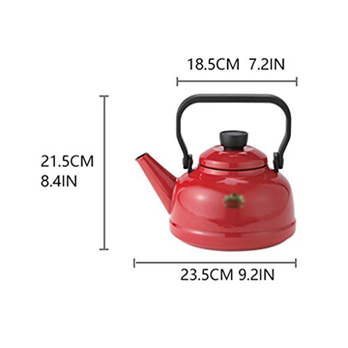 ZNZN Enamel Kettle Red Teapot Thickened Straight Fire Large Capacity Creative Kettle with Comfortable Handle (2.3L /77.7OZ) Multifunctional Water Kettle