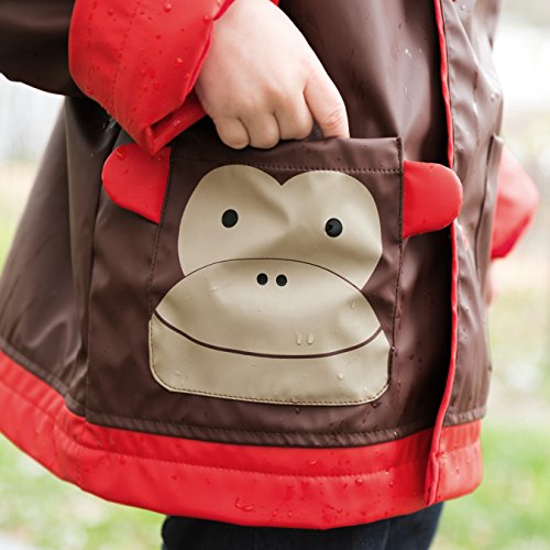 Skip Hop Zoo Little Kid-Toddler Hooded Raincoat for Boys/Girls, Monkey, Brown (Size 2)