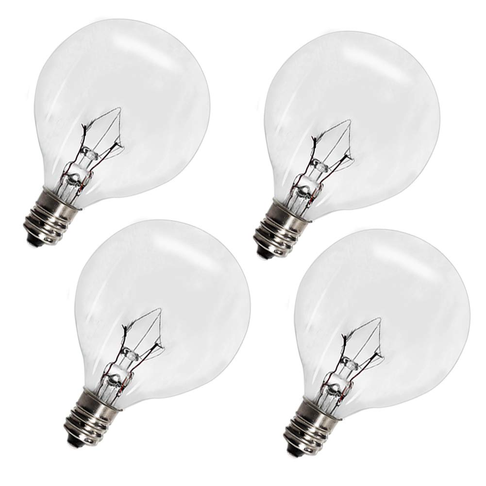 Wax Warmer Bulbs,25 Watt G50 Bulbs for Full Size Scentsy Warmers,G16.5 Globe E12 Incandescent Candelabra Base Clear Light Bulbs for Wax Warmer,1.97 Inches,Long Last Lifespan 4 Pack