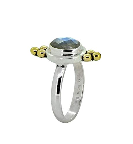 YoTreasure Labradorite Ring 925 Sterling Silver Brass Jewelry