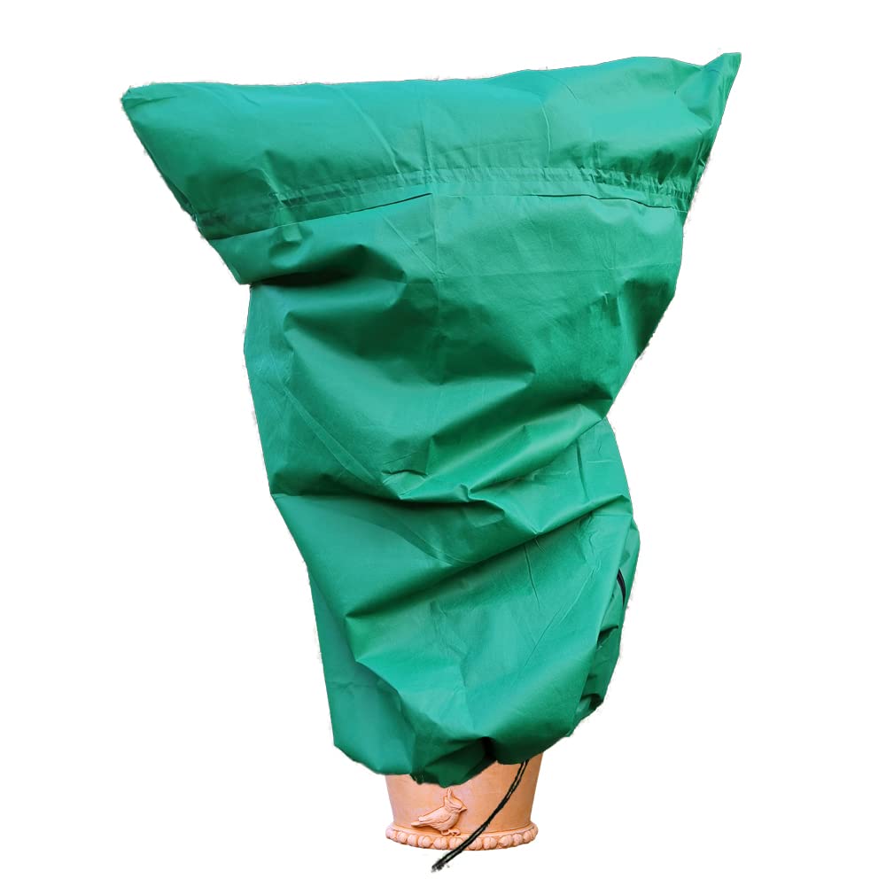 Vinksun Plant Covers Freeze Protection 75"×90" Frost Cloth Blankets for Outdoor Large Plants, Winter Tree Covers Plant Protector with Zipper and Drawstrings 2.2oz Thickened Pot Cover,1 Pack Green
