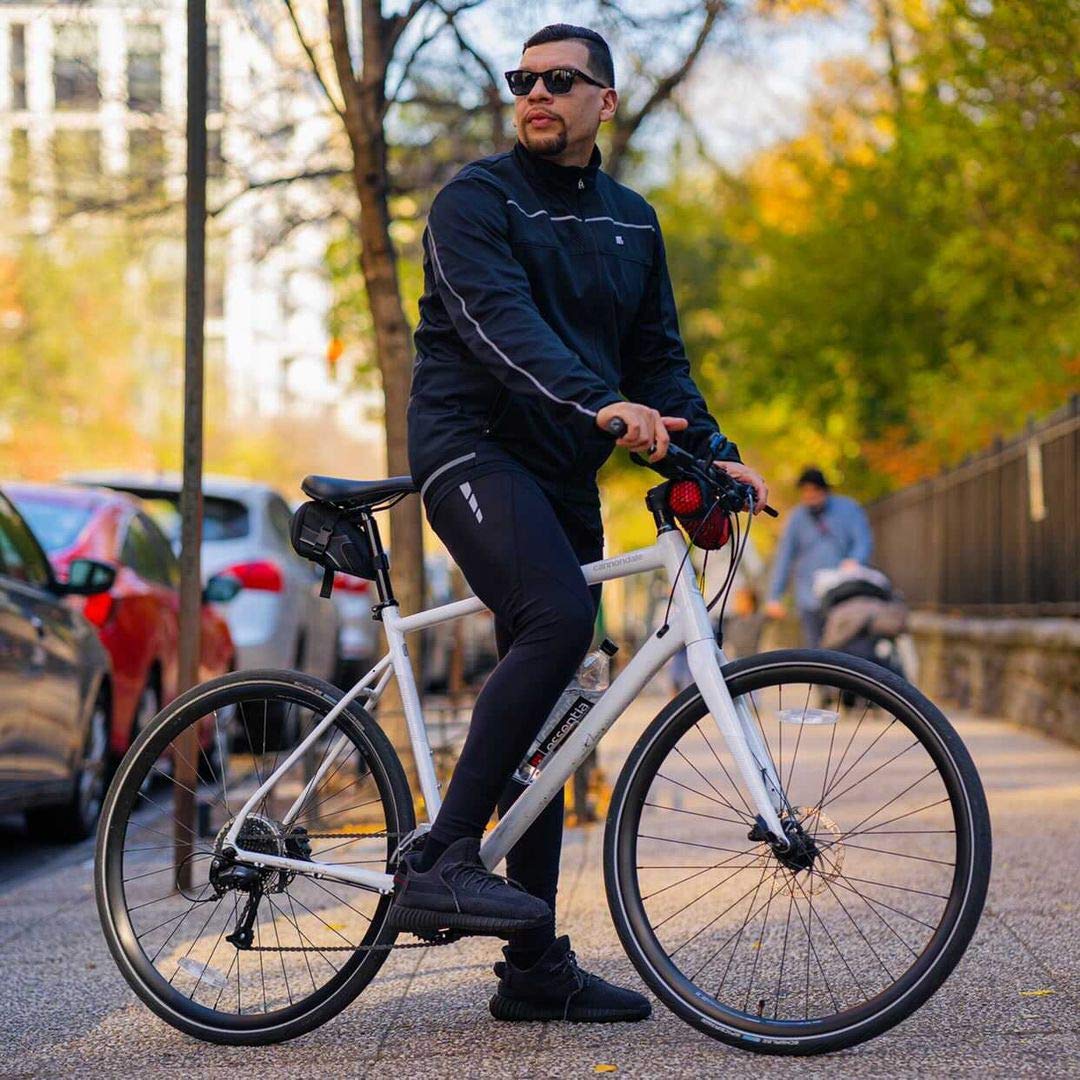 Souke Sports Men’s Winter Warm Cycling Jacket Windproof Running Water Resistant Thermal Breathable Softshell Windbreaker Reflective for Bike Riding Black(Black,Medium