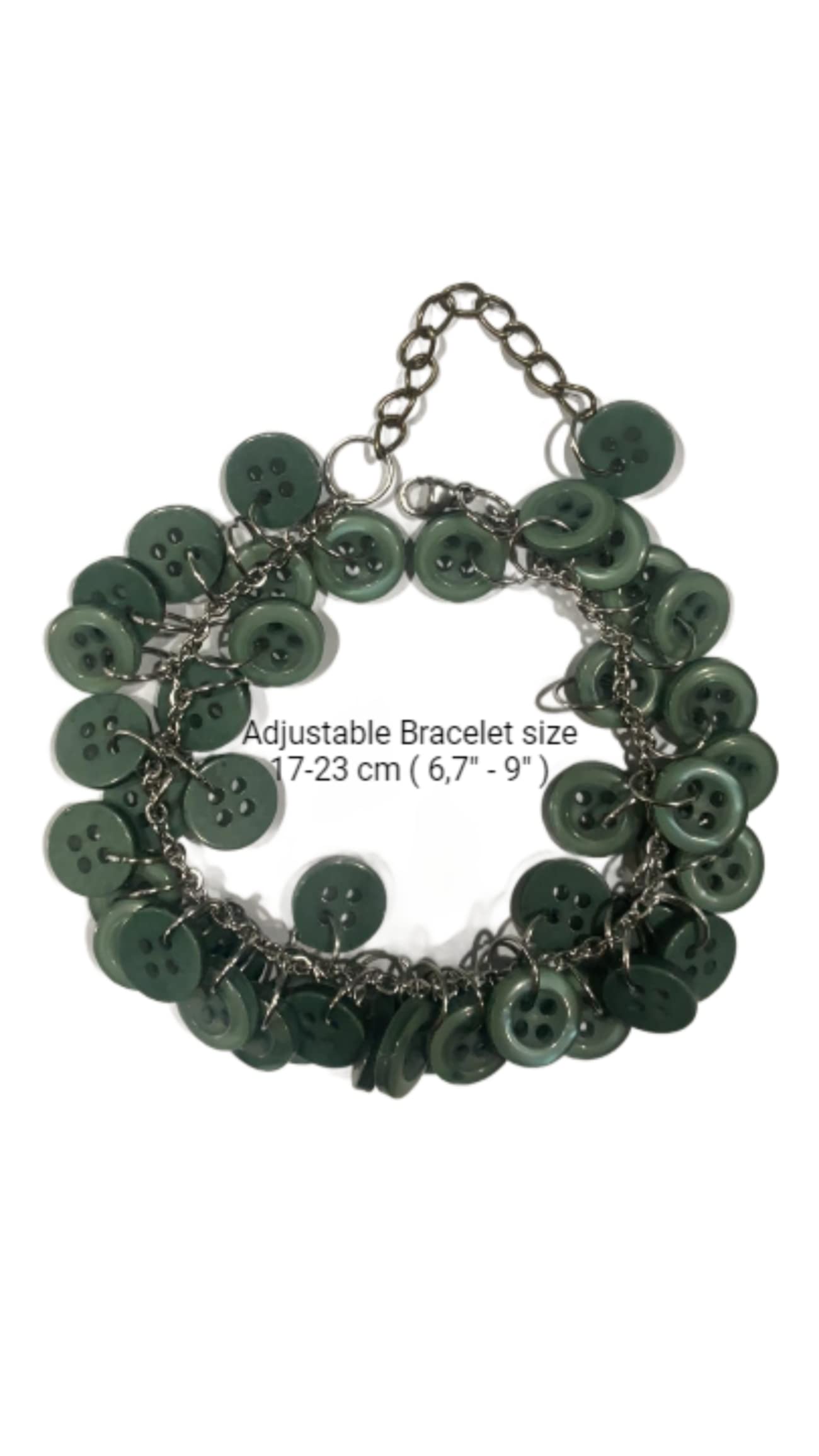 Vintage Button Bracelet for Woman, Charm Button Bracelet Handmade, Adjustable, Antique jewelry, Gift for Her