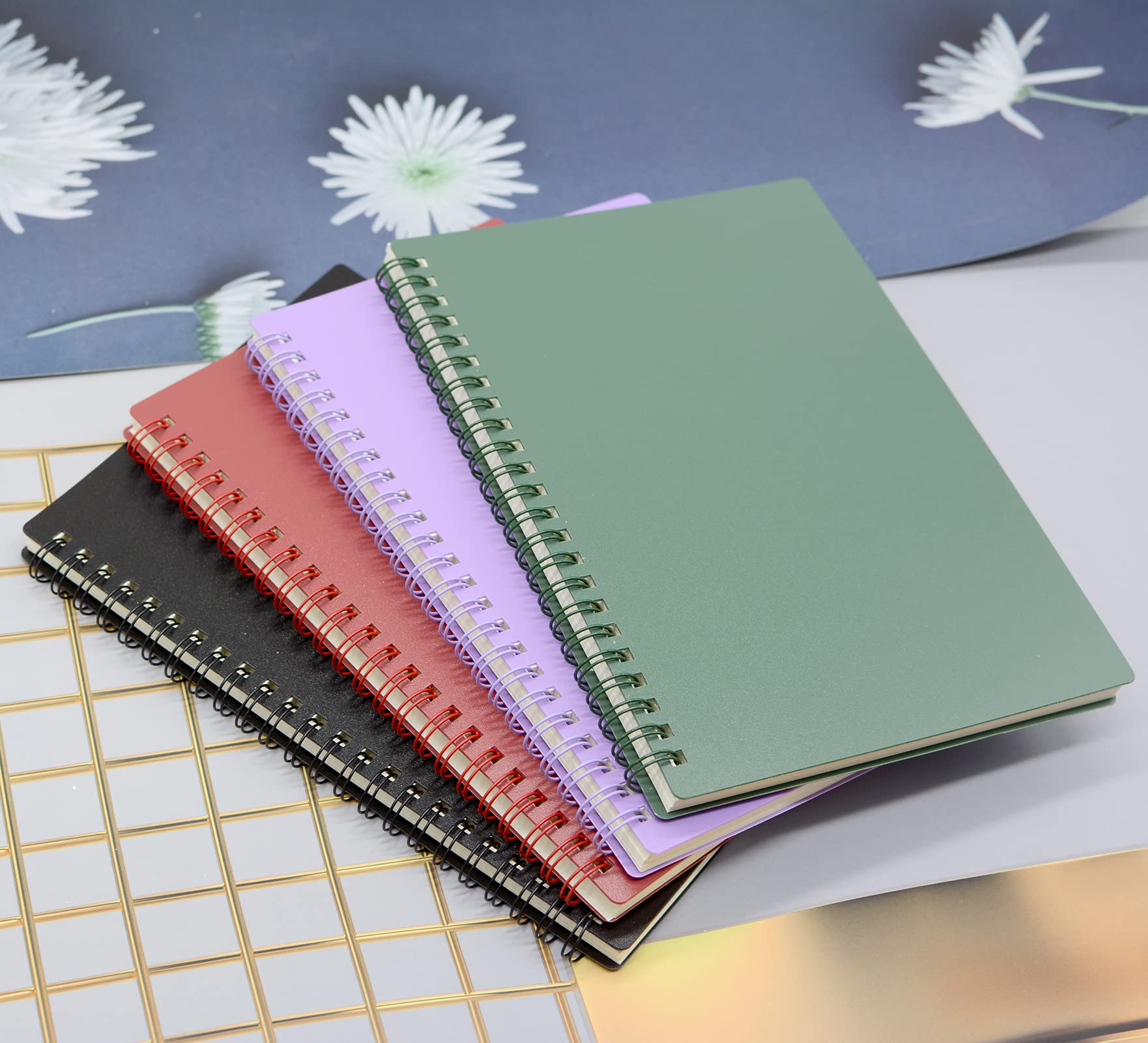 Yansanido Spiral Notebook, 8 Pcs A5 Thick Plastic Hardcover 7mm College Ruled 8 Color 80 Sheets -160 Pages Journals for Study, Work, Travel and Notes (A5, 8 Pcs 8 Color)