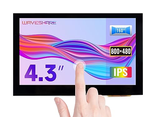 waveshare 4.3inch Capacitive Touch Screen LCD Compatible with Raspberry Pi 5/4B/3B+/3A+/2B/B+/A+/Zero/Zero W/WH/Zero 2W CM3+/4 800×480 Resolution HDMI IPS Supports Jetson Nano/Windows