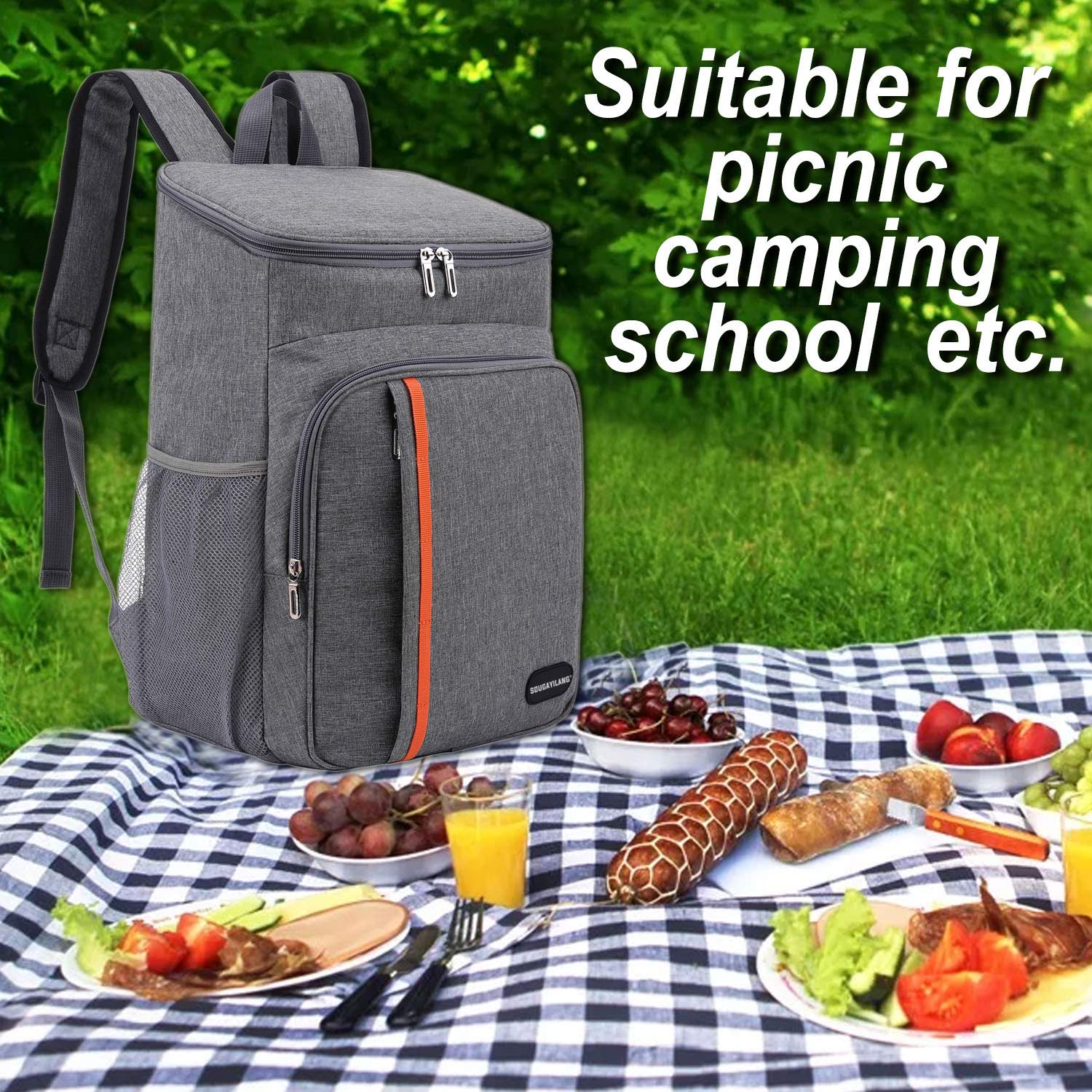 Sougayilang Cooler Backpack 25 Cans Lightweight Insulated Backpack Cooler Leakproof Soft Cooler Bag for Lunch Large Capacity for Men Women to Picnics, Camping, Hiking, Beach, Park-Black