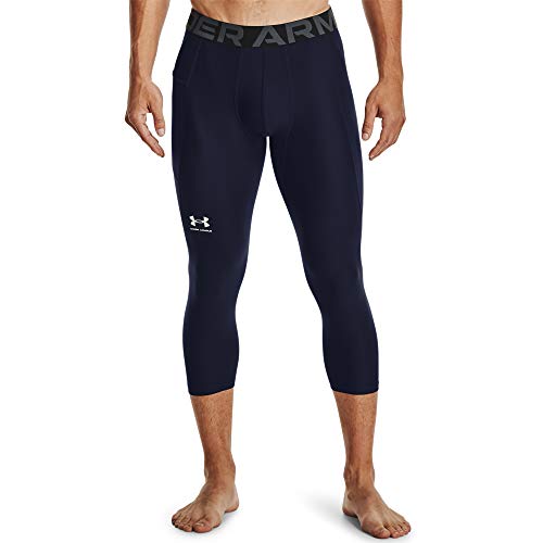 Under Armour Men's Armour HeatGear 3/4 Leggings , Midnight Navy (410)/White, Medium