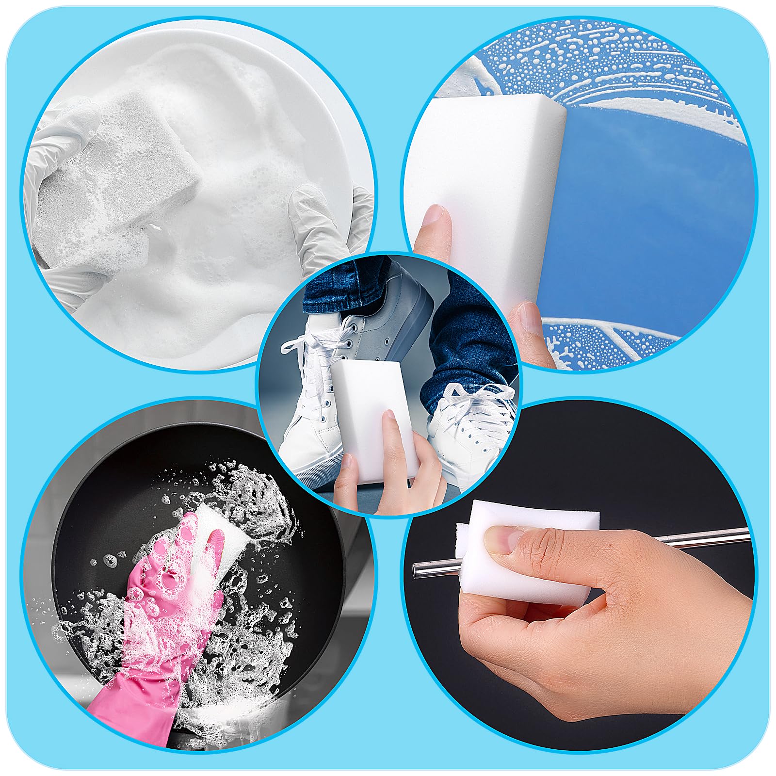 Sibba 8 Pack Magic Cleaning Sponges, Long Lasting Melamine Sponge, High Density Nano Sponge for Dish, Multi-Functional Cleaning Sponge Eraser for Kitchen, Furniture, Bathroom & Shoes