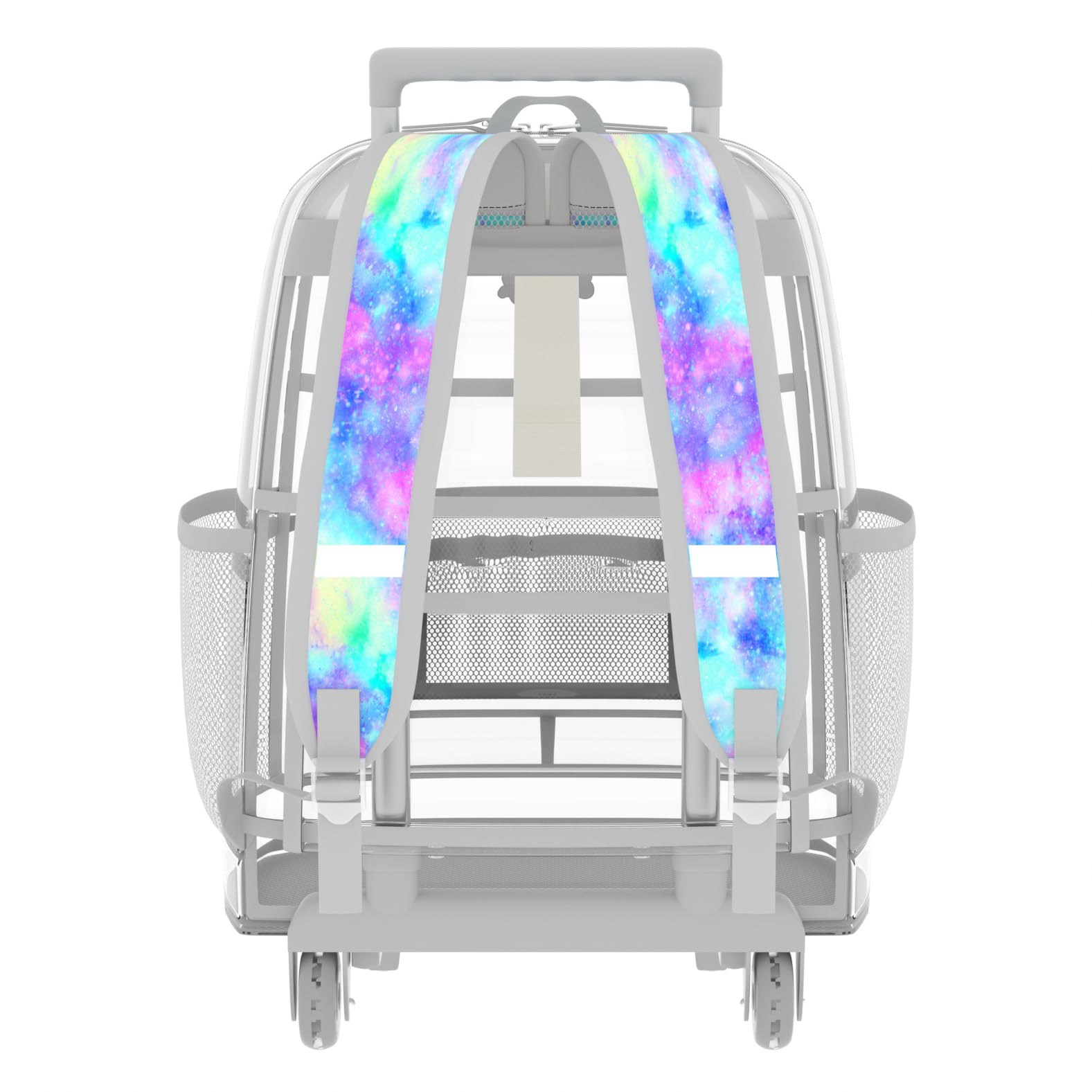 seastig Clear Backpack Rolling Backpack for Kids 18in Double Handle Wheeled Backpack Children Luggage for School, Travel