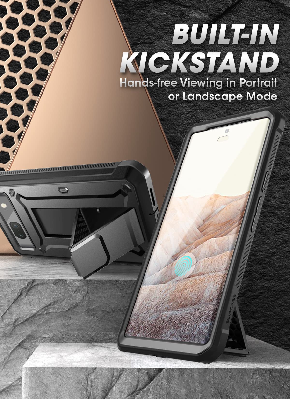 SUPCASE Unicorn Beetle Pro Series Case for Google Pixel 7 (2022 Release), Full-Body Rugged Belt-Clip & Kickstand Case with Built-in Screen Protector (Black)