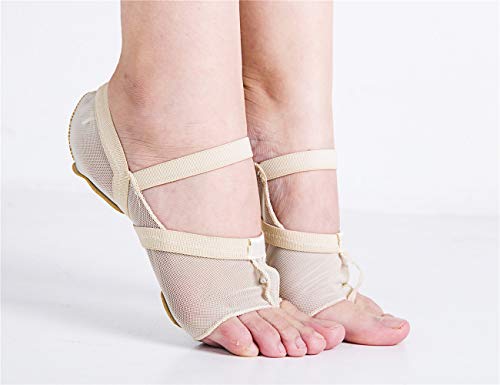 Women's Full Body Dance Foot Undies Lyrical Skin Shoes Mesh Stretch Kids Dance Paws Socks(XL, Nude)