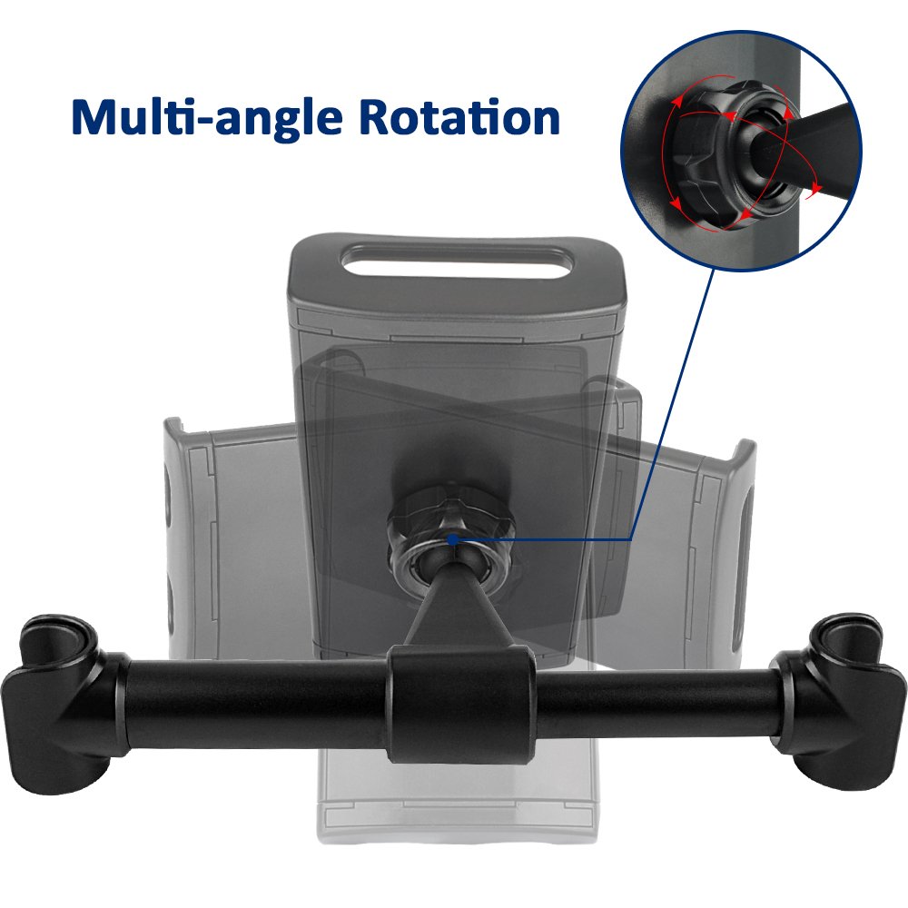 Tryone Universal Car Headrest Tablet Holder for 4.7-12.9 Inch Devices - Sturdy, Easy Installation, 360 Rotation, Foldable Design