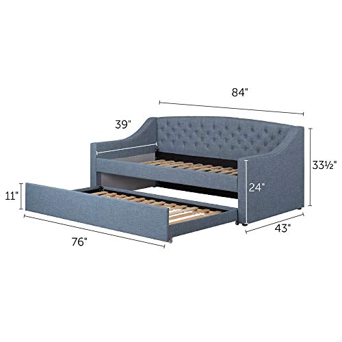South Shore Fusion Upholstered Daybed with Trundle, Twin, Blue