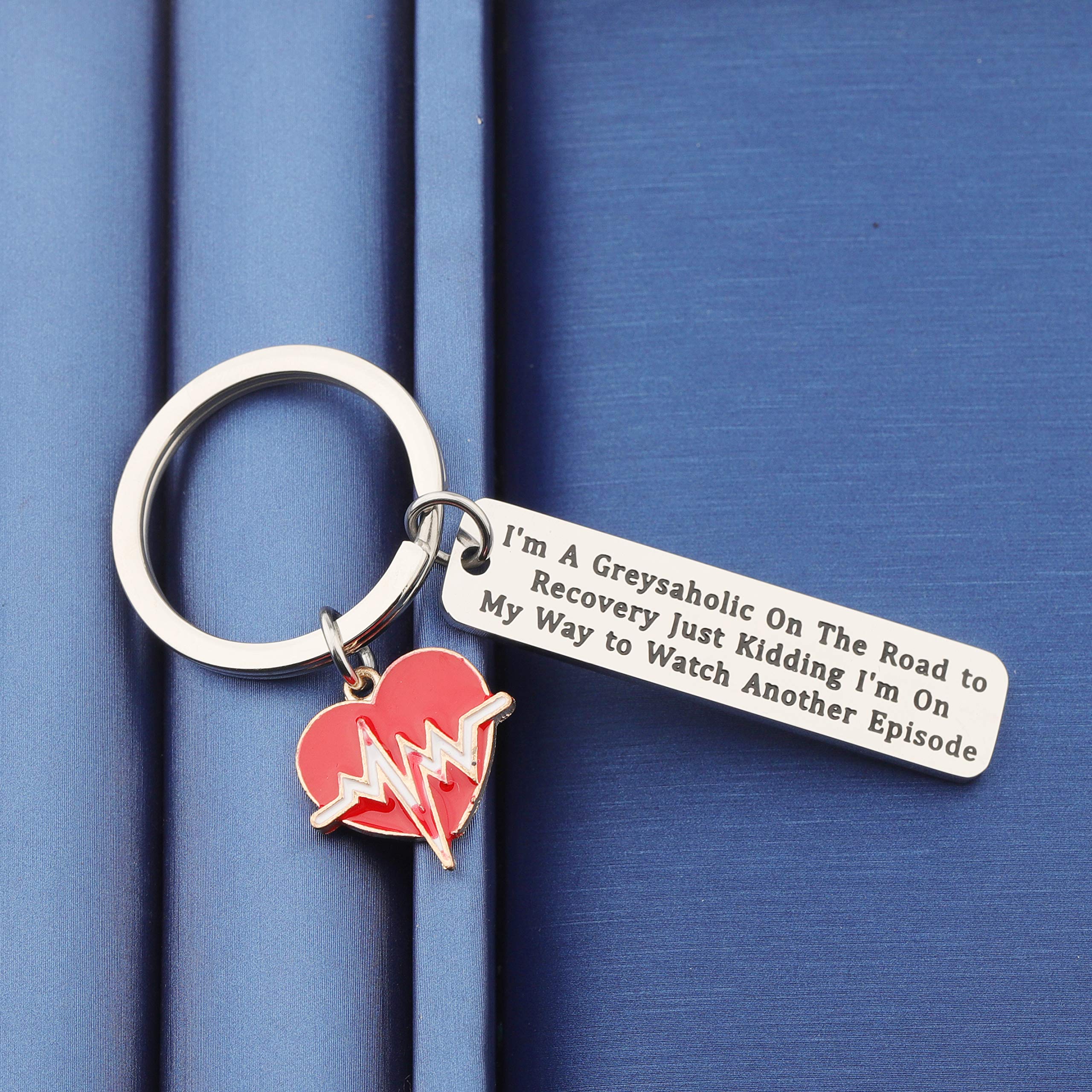 TGBJE I’m A Greysaholic On The Road To Recovery Keychain TV Show inspired Gift For Fans (Greysaholic keychain)