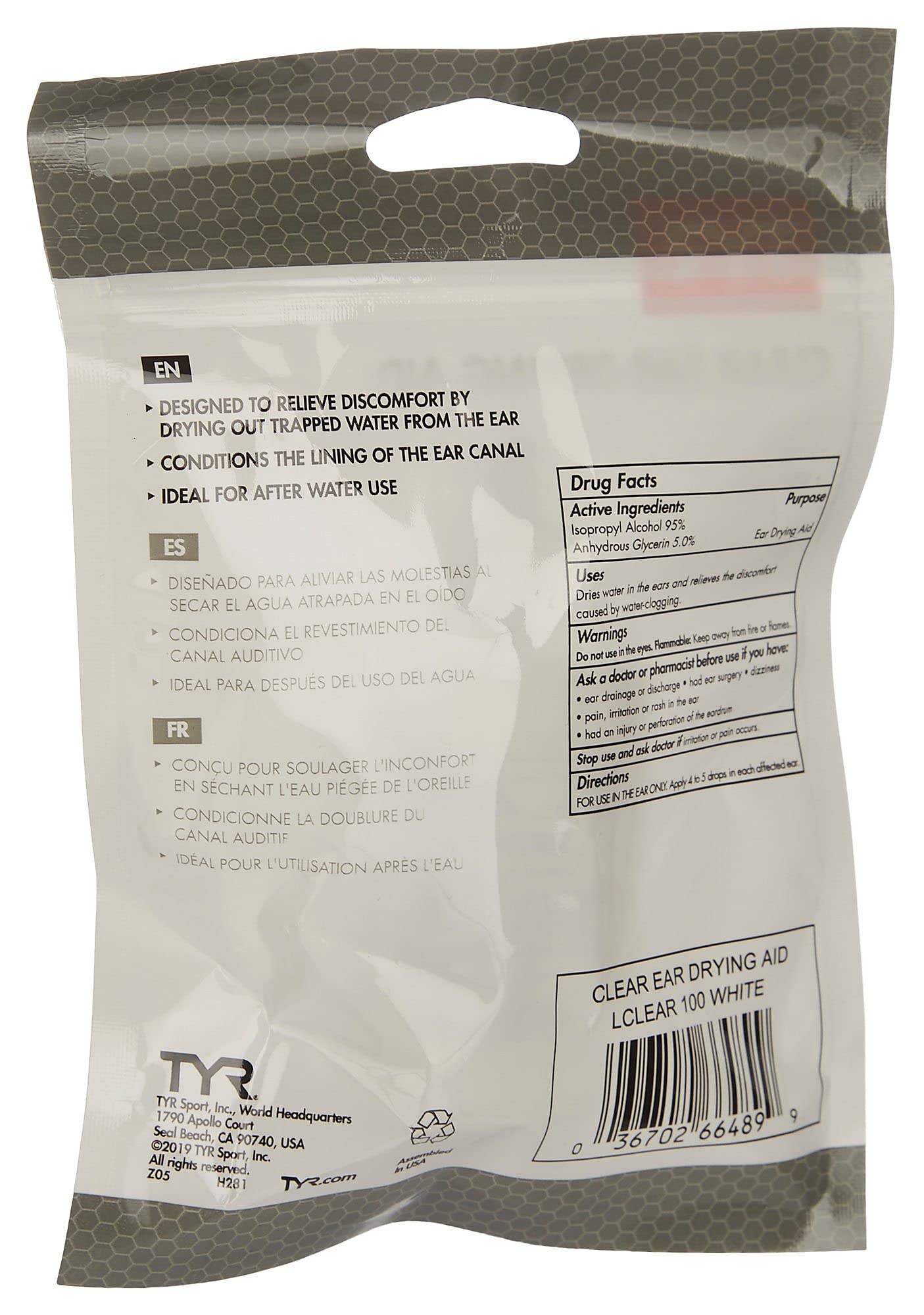 TYR US Sporting Goods, Tyra9 Clear Ear Drying Aid