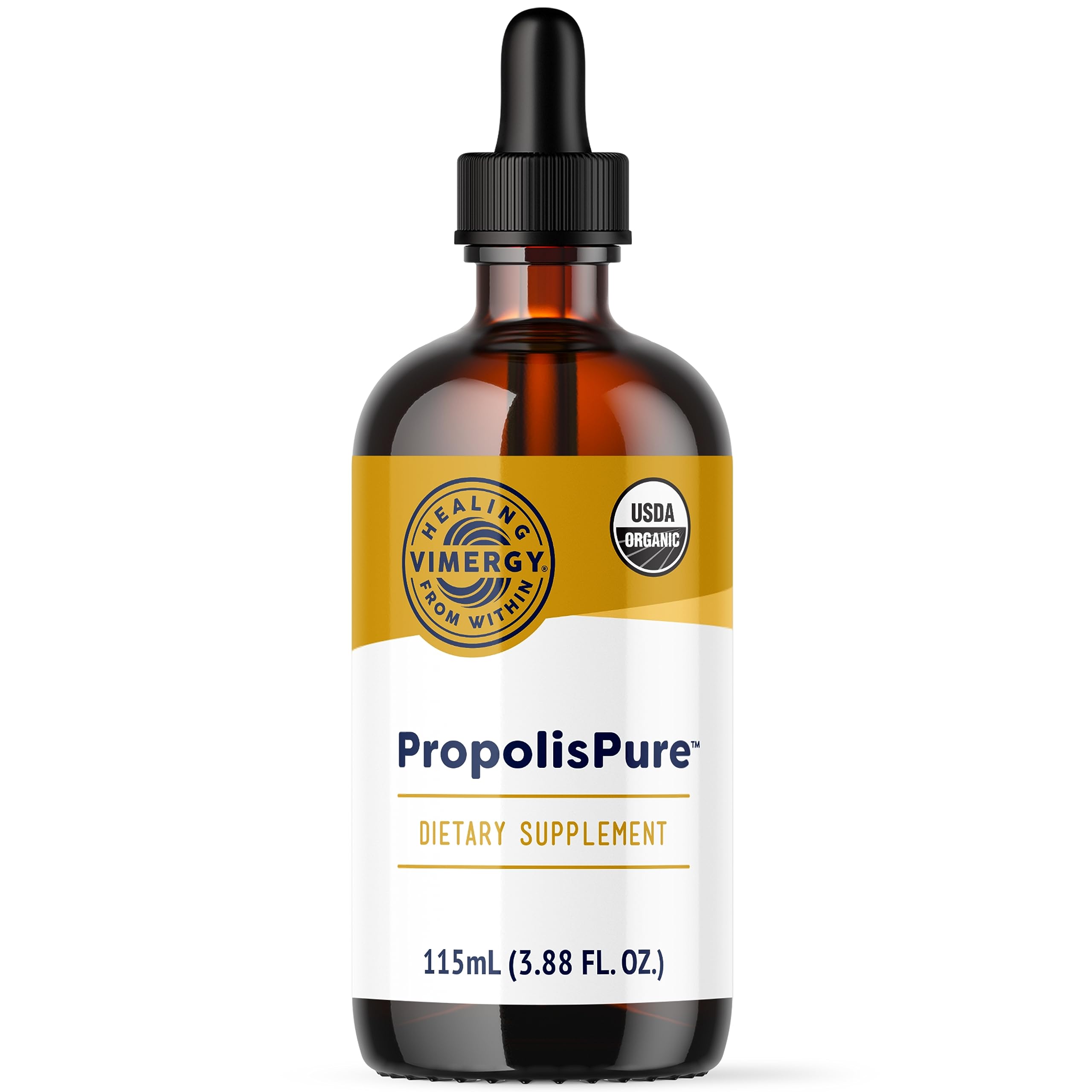 Vimergy PropolisPure Ā® ā USDA Organic Propolis Liquid Extract ā Immune Support Supplement - Natural Oral & Heart Health Support - Propolis Tincture from Honeybees ā Gluten-Free & Paleo (115 ml)