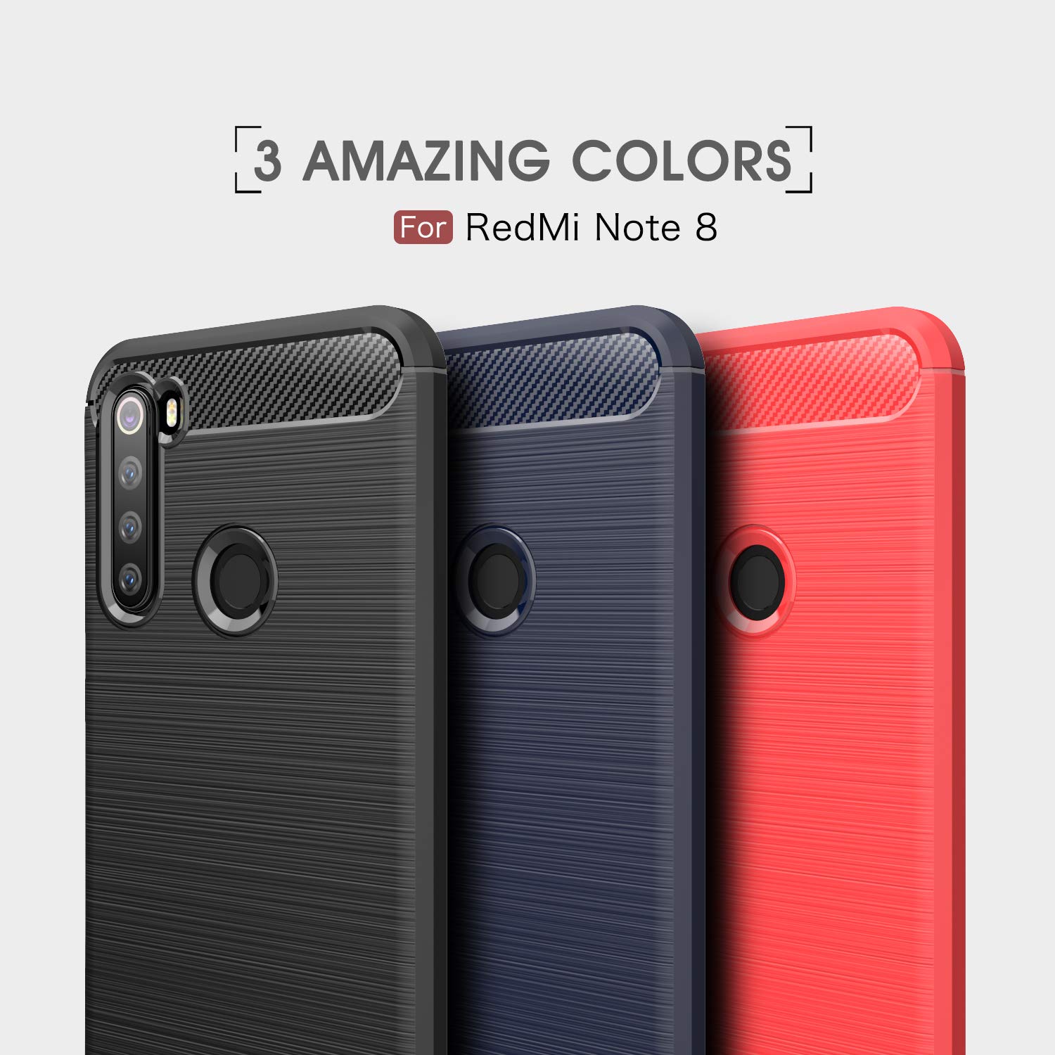 Xiaomi Redmi Note 8 Case, Silicone Leather[Slim Thin] Flexible TPU Protective Case Shock Absorption Carbon Fiber Cover for Xiaomi Redmi Note 8 Case (Navy)