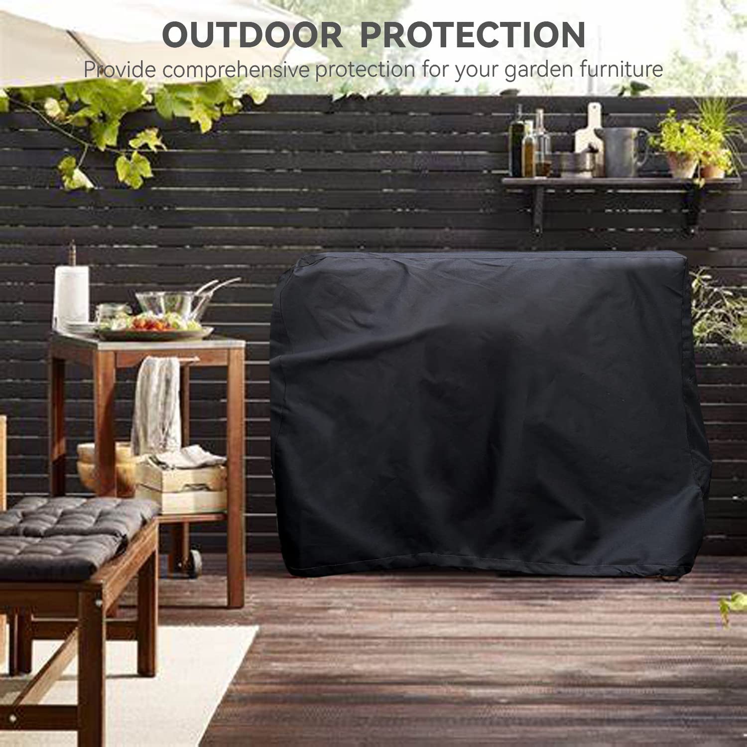 WNANAN Outdoor Prep Table Cover - Heavy Duty Waterproof Cover for Outdoor Stainless Steel Table,Black