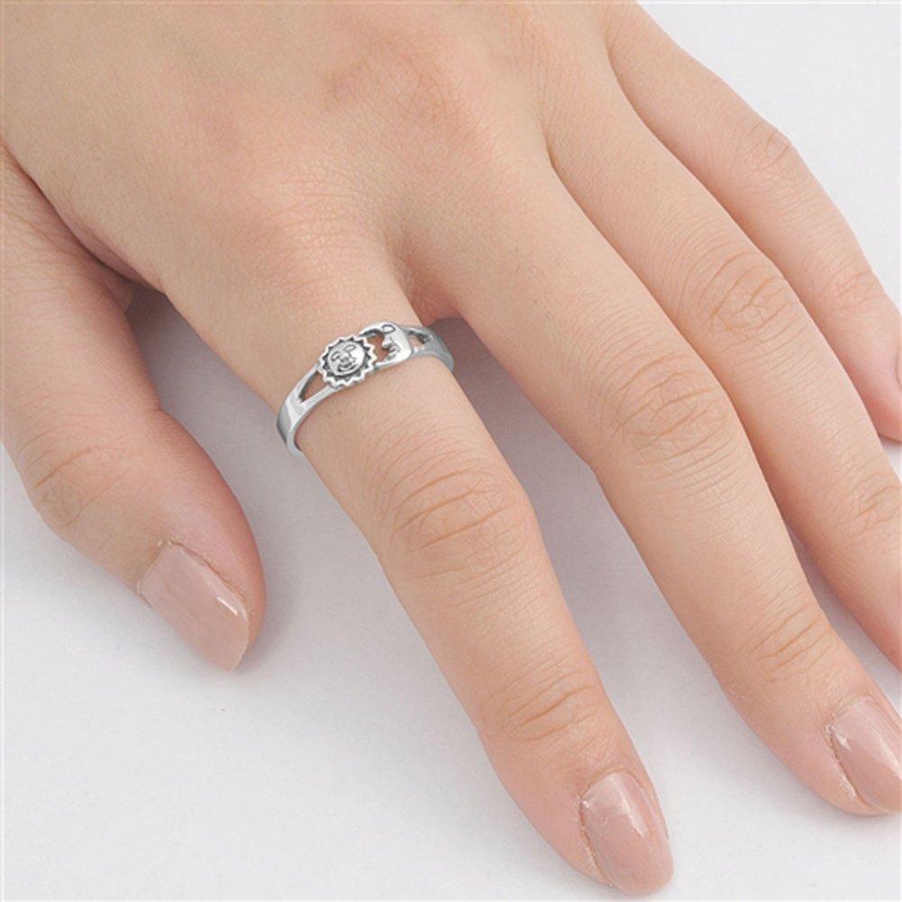 Sun Moon Universe Space Fashion Ring New .925 Sterling Silver Band Size 7