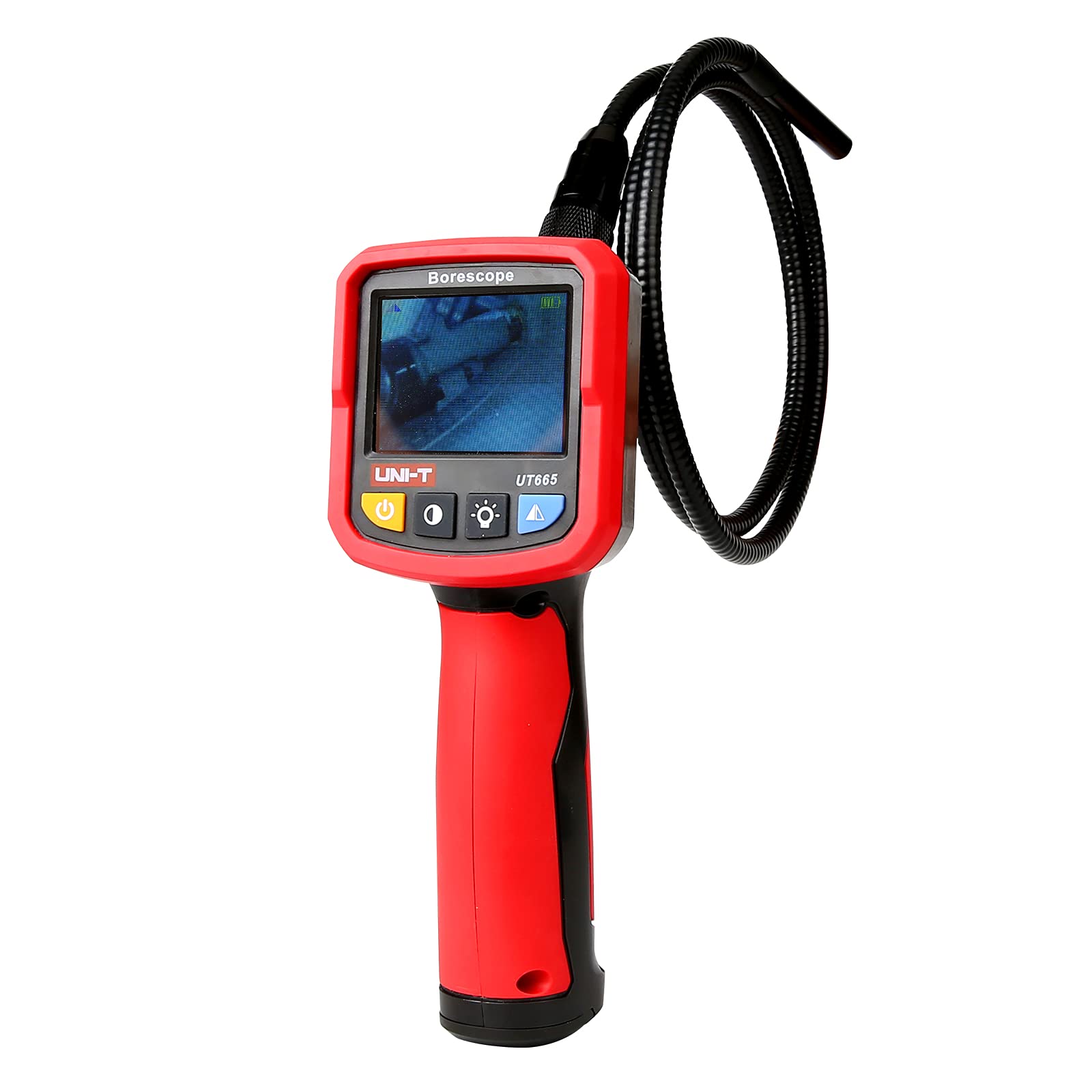 UNI-T Industrial Endoscope UT665 Digital Borescope Sewer Camera for Engine HVAC Chimney Inspection Automotive Maintenance, 4 LED Lights 2.4β Screen Handheld Camera Snake Cable 3.3FT/1M IP67 Waterproof