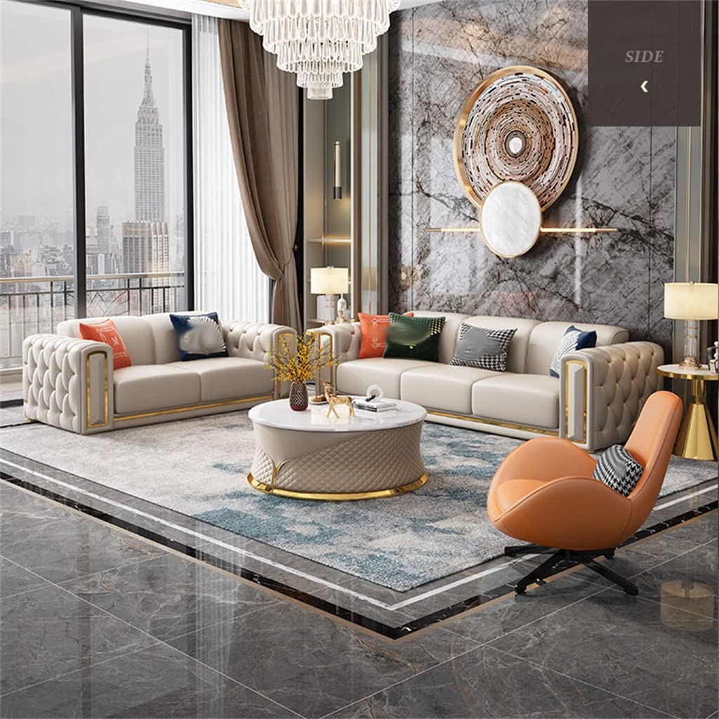 YASEZ Italian American Leather Sofa Living Room Apartment Three Adjustable Sofa Furniture