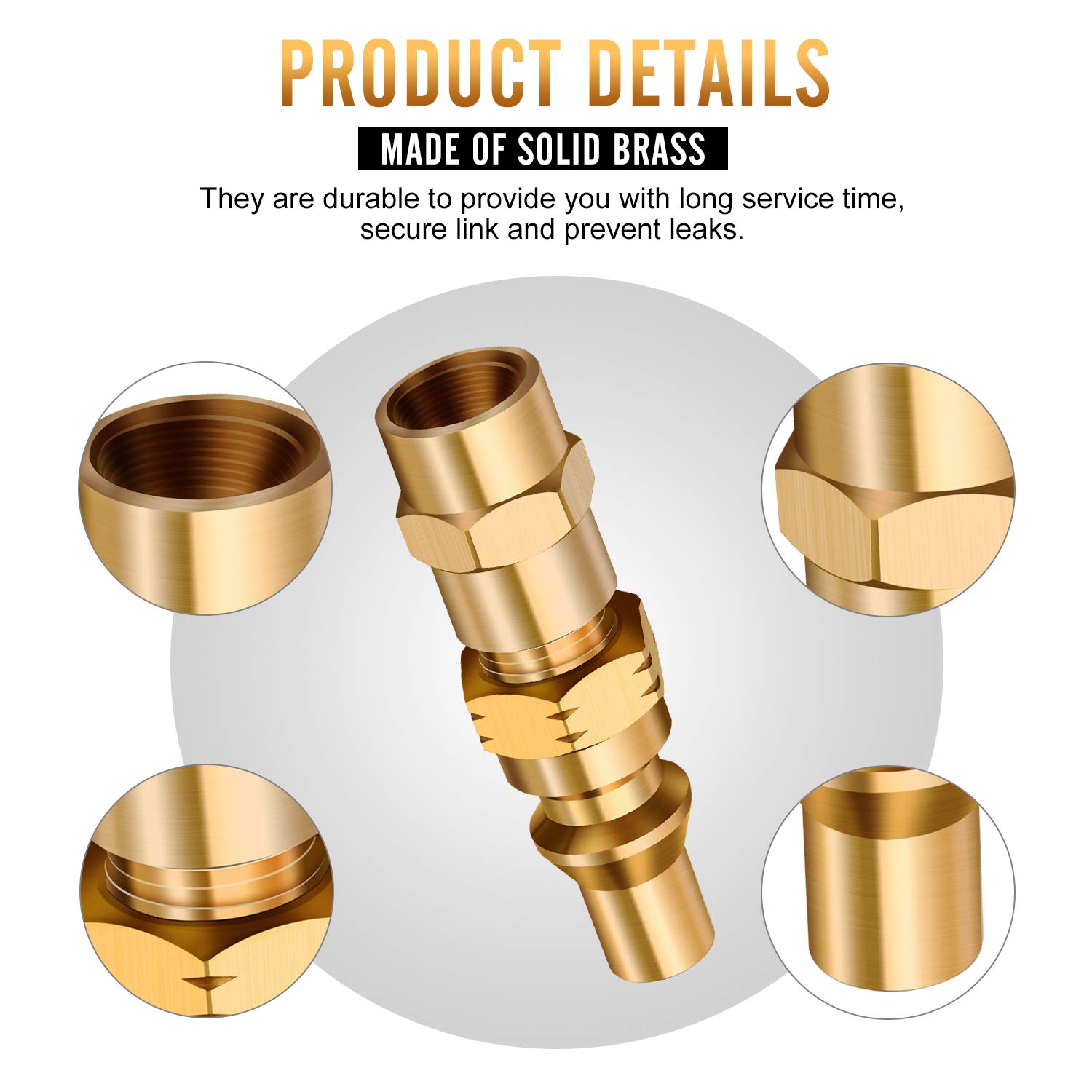 WADEO 1/4" RV LP Quick Connect/Disconnect Conversion Fitting Adapter Replacement Parts for Portable Gas Grill, with 1/8'' Female Thread x 1/4'' Male Quick Connect Plug