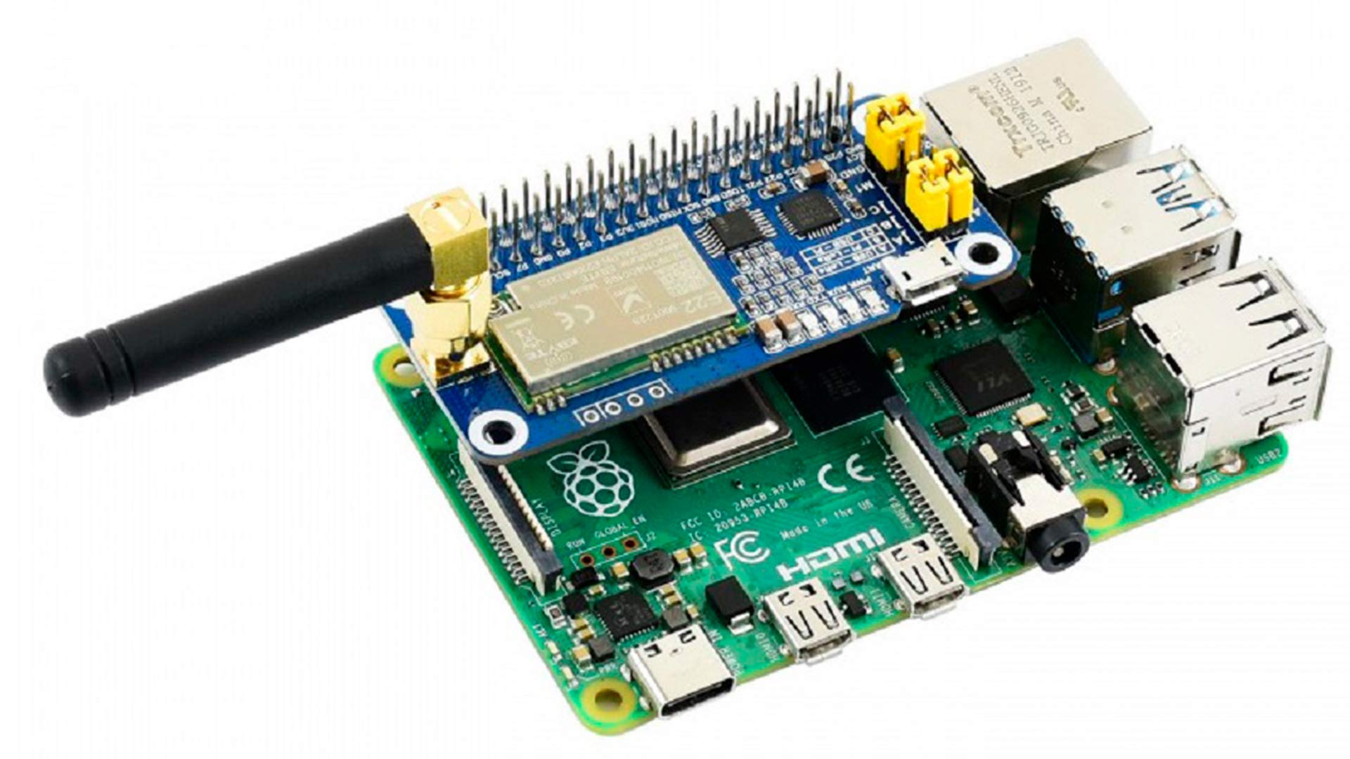 waveshare SX1262 LoRa HAT for Raspberry Pi 915MHz Frequency Band Data Transmission up to 5km Support Auto Repeating to Transmit Longer Wake on Radio Wireless Config Carrier Sensing Communication Key