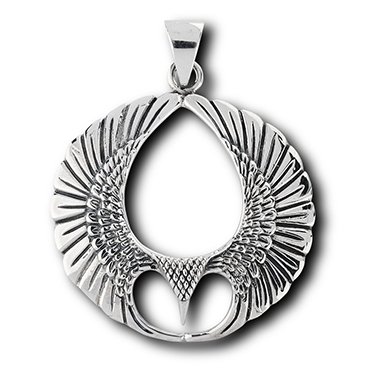 Winged Sterling Silver Spread Open Phoenix Wing Pendant