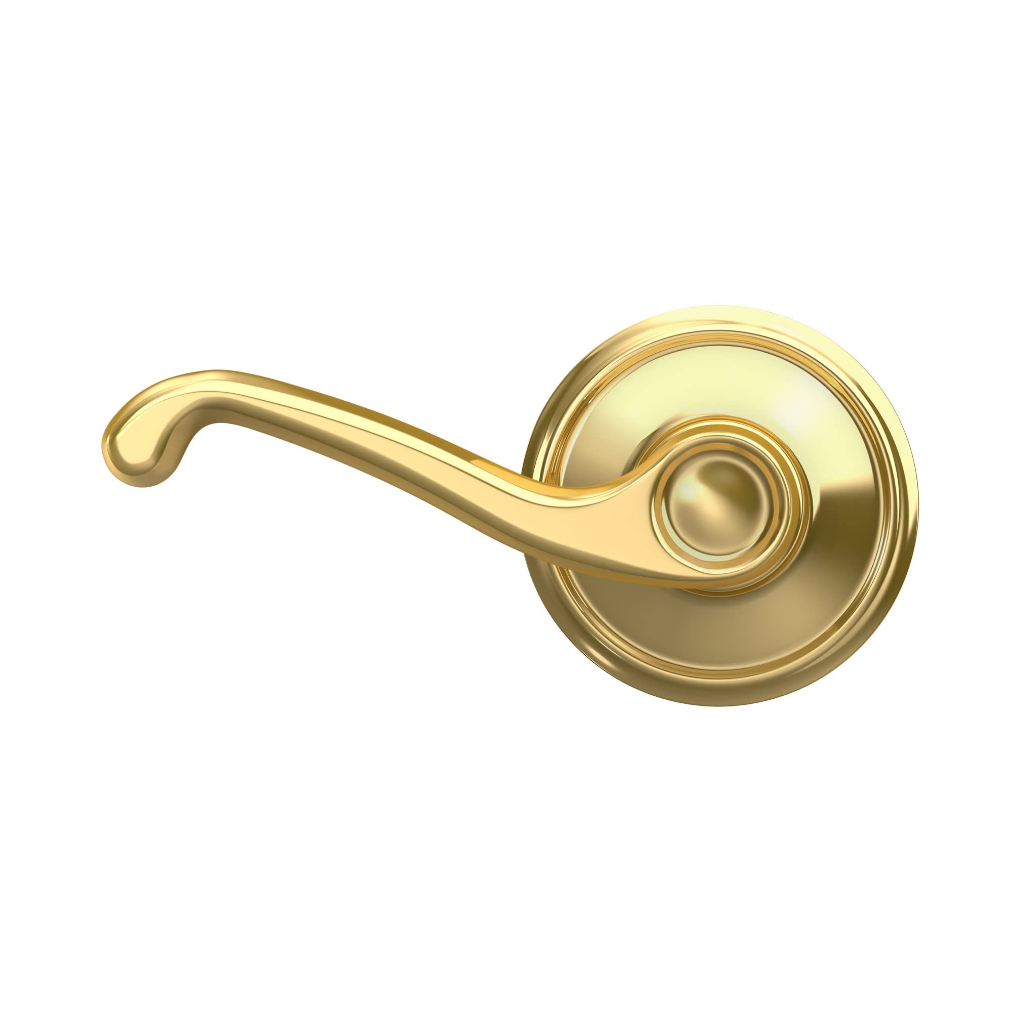 Schlage F10 FLA 605 Flair Door Lever, Hall & Closet Passage Lock, Bright Brass