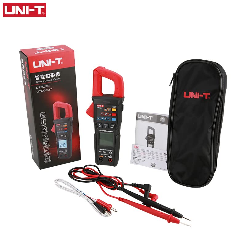 UNI-T UT202T Smart AC Clamp Meter CE/UKCA/cETLus CAT III 600V True RMS / 9999 counts AC/DC 600V (UT202BT)