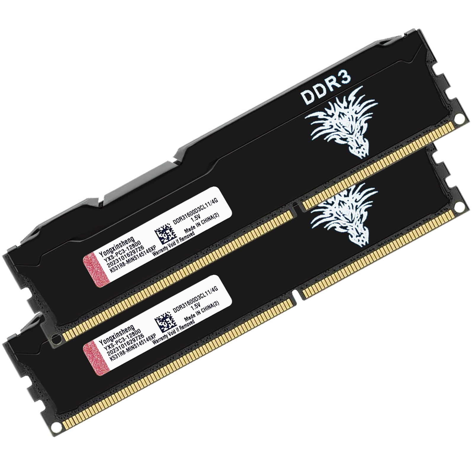 Yongxinsheng DDR3 8GB Kit (4GBx2) Desktop RAM 1600MHz PC3-12800 UDIMM Non-ECC Unbuffered 1.5V 2Rx8 Dual Rank 240 Pin CL11 PC Computer Memory Upgrade Module (Black)