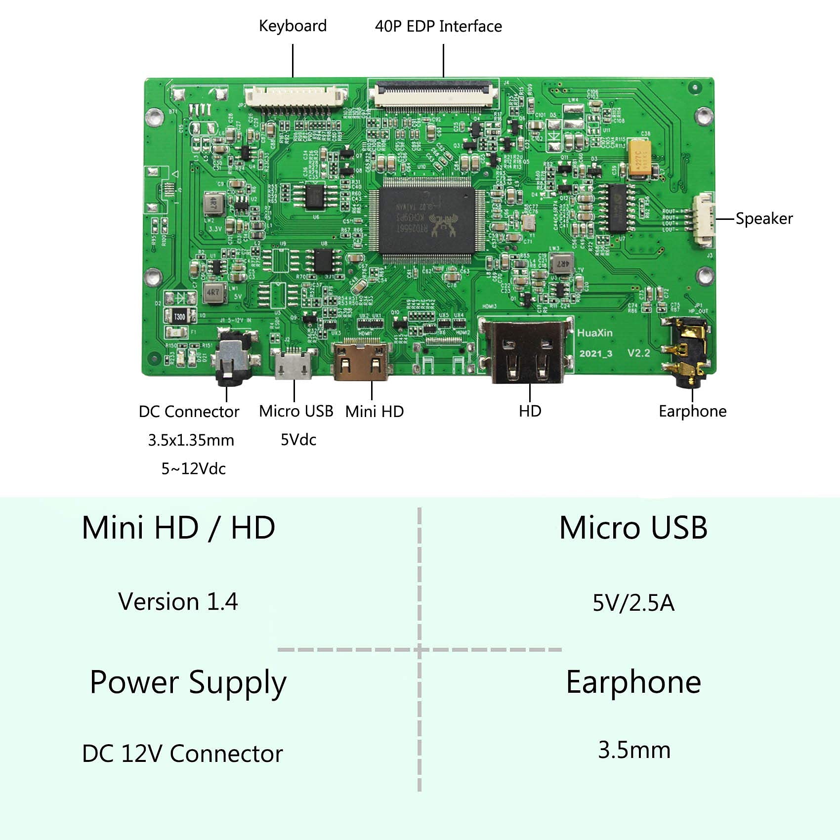 VSDISPLAY HD-MI Controller Board kit Work for 9.7 inch 2048x1536 IPS LP097QX1 LTL097QL01 HQ097QX1 LQ097L1JY02Z eDP Interface LCD Screen