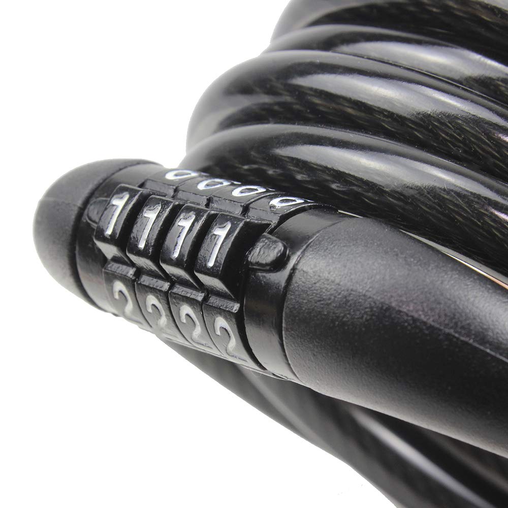 SEWAY Scooter Lock Cable for Xiaomi Mijia M365 ES Series, Bicycle Combination Locks Coiled Chain Lock Basic Self Coiling Core Steel Wire 4 ft. Long 1/3 inch Fit for M365/ES1/ES2/ES3/ES4