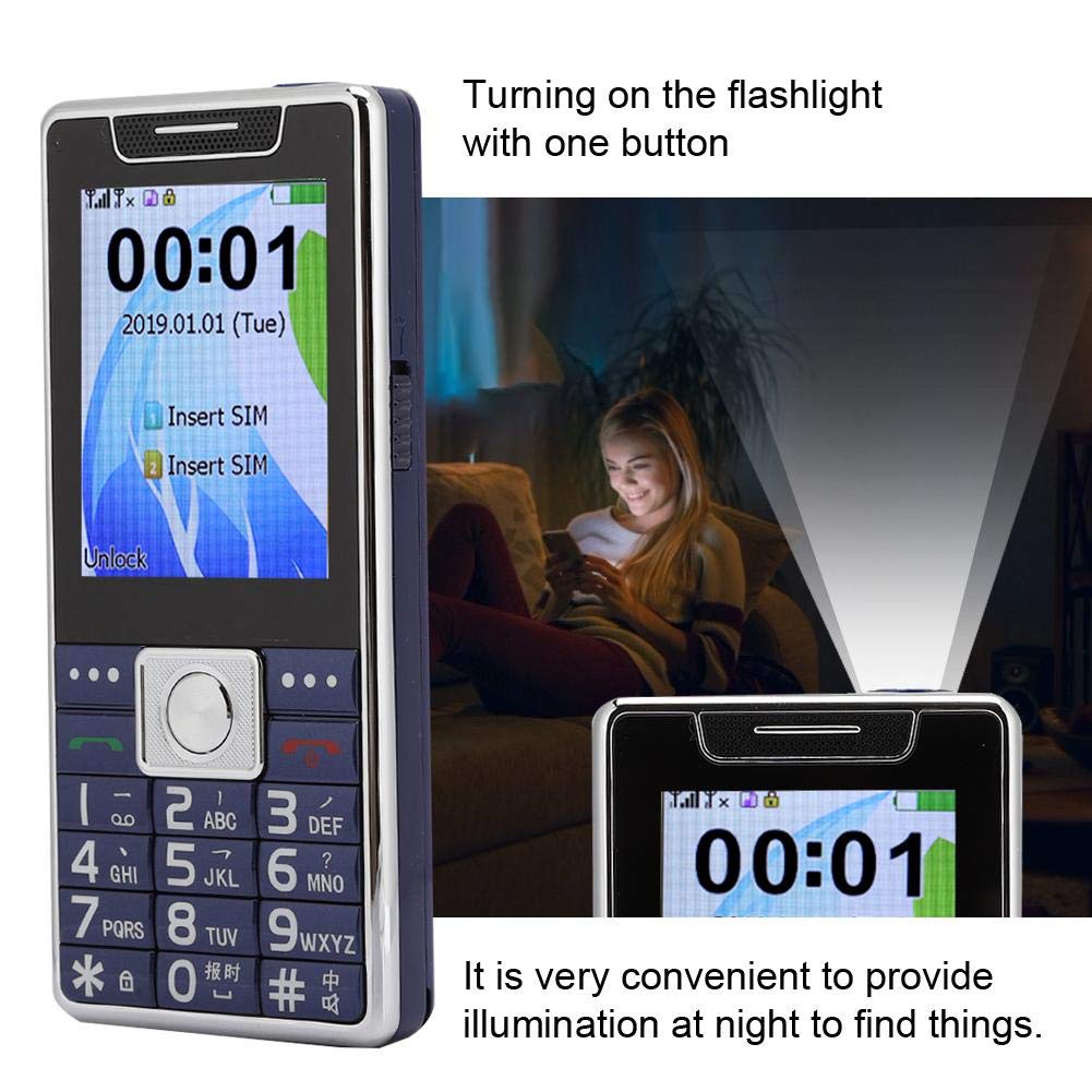 Unlocked Cell Phones with 2.4-inch HD Screen, 2G GSM Network Dual-SIM Card Mobile Phone with 3000mAh Battery, One-Click Dialing * Flashlight for Elderly & Kids(Blue)