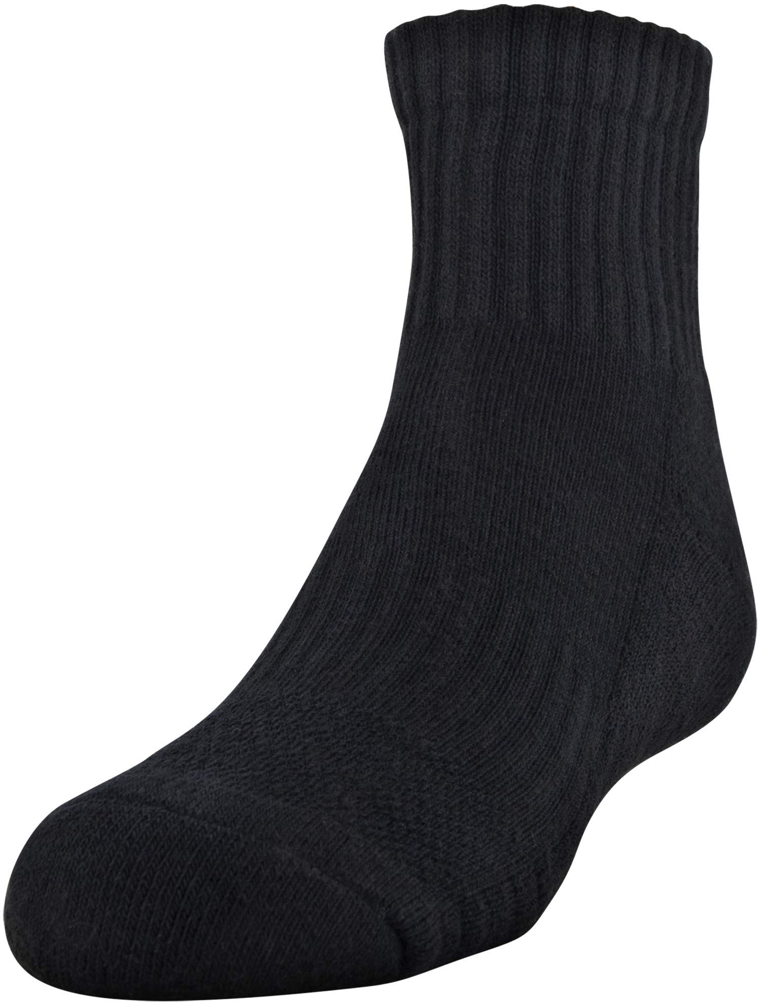 Under Armour Youth Training Cotton Quarter Socks, Multipairs , Black (6-Pairs) , Small