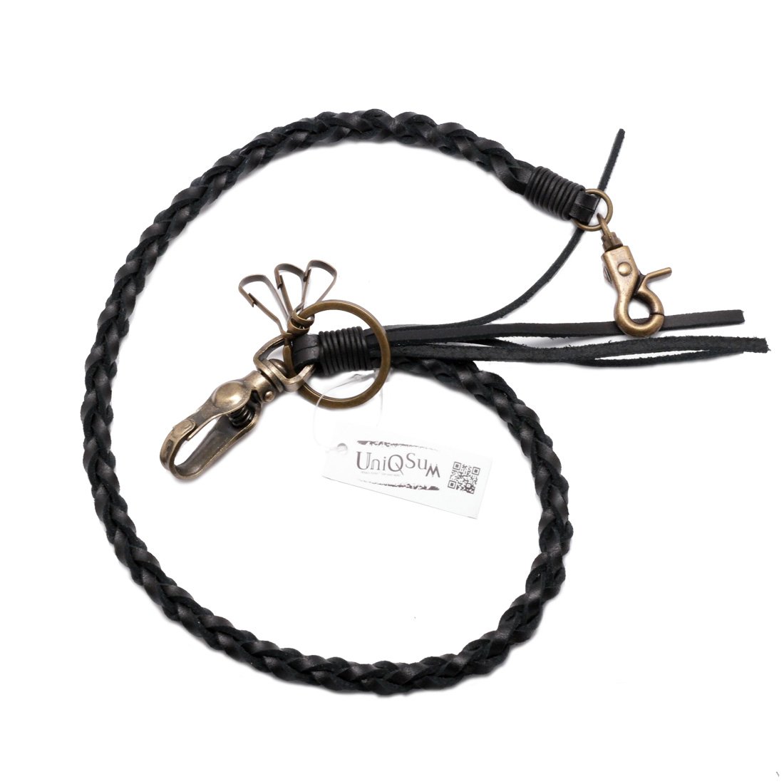 UNIQSUM Braided Genuine leather wallet chain Biker Punk Key chains (Vintage BK)