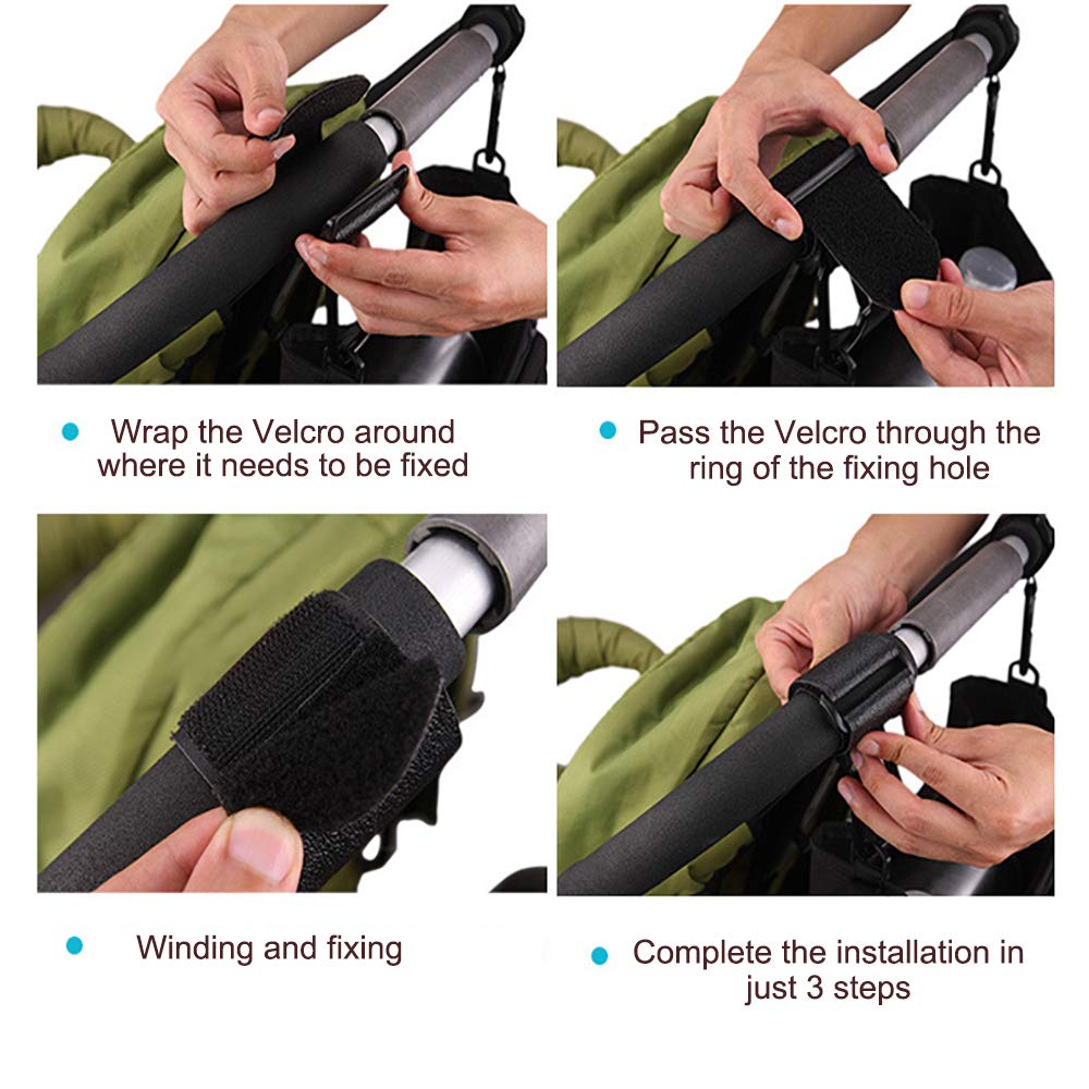WeTest 4 Pack Durable Baby Stroller Organizer Hook Clip for Baby Diaper Bags, Diaper Bags, Purse - 2 Colors(Red/Black)
