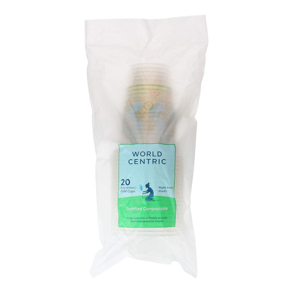 World Centric Compostable Clear 16-Ounce Cold Cups-20 pk