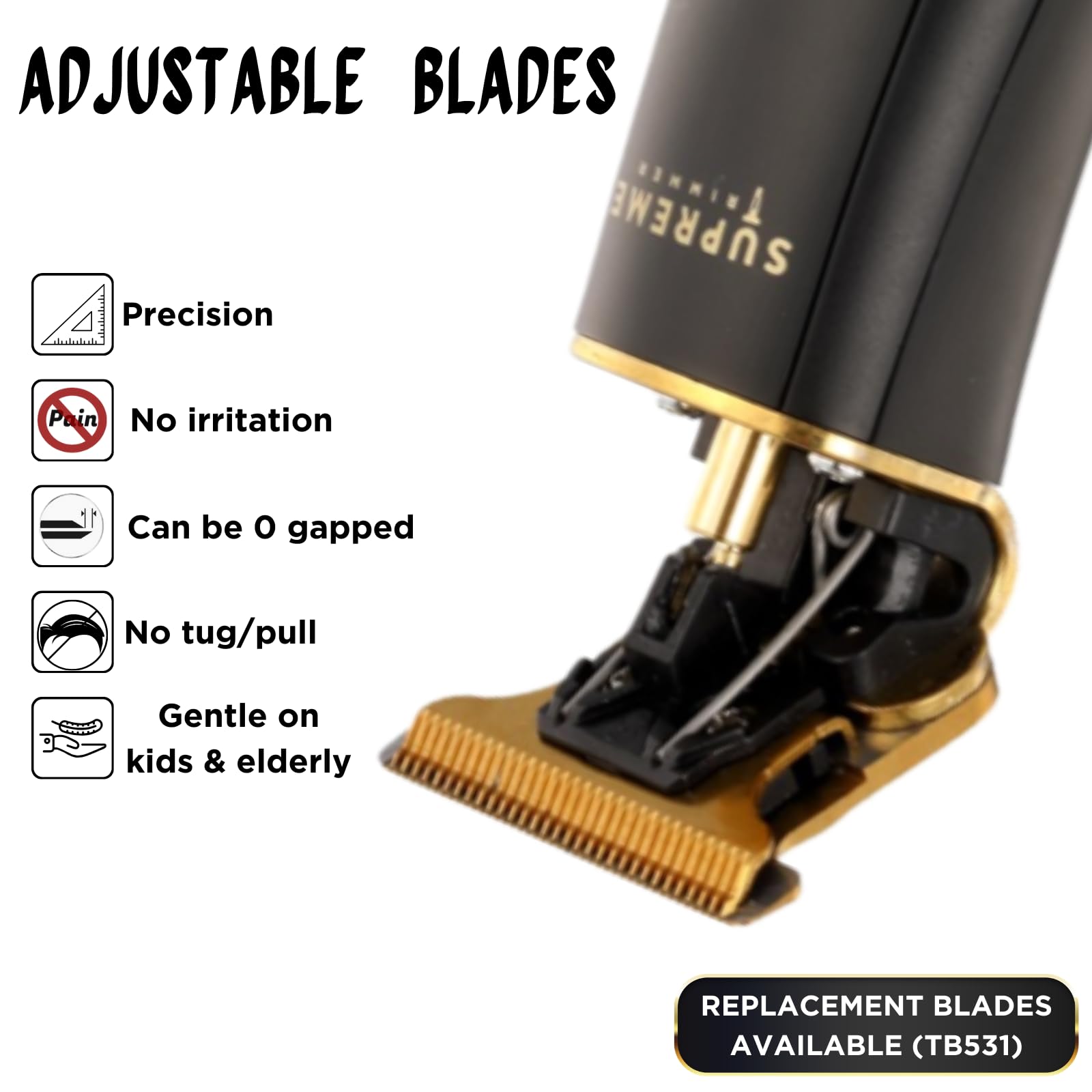Supreme Trimmer T Shaper | Professional Barber Trimmer Hair Clippers for Men (90 Min Run Time) Cordless Hair Trimmer Zero Gapped Liner Beard Trimmer | ST5220 Black