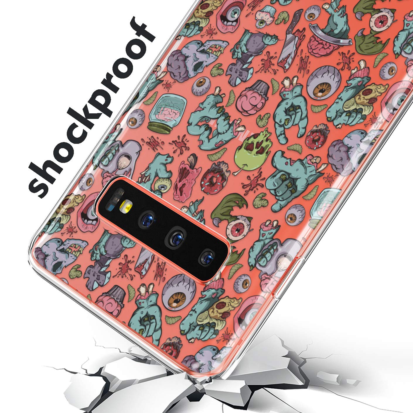 Slim TPU Phone Case Compatible with Samsung Galaxy A72 A71 5G A70 A51 A32 A21 A11 A12 A01 Zombie Hands Clear Halloween Protective Cover Soft Cool Silicone Durable Horror Flexible, Pattern