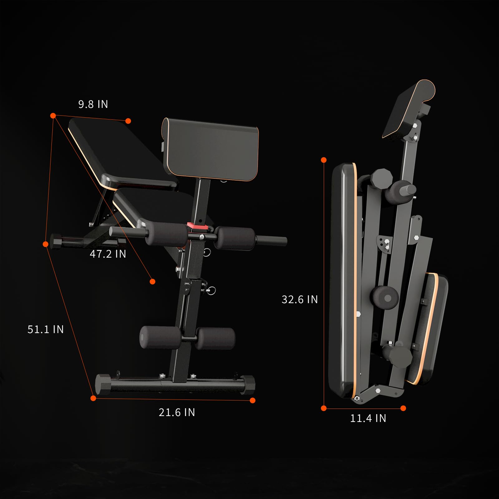 Weight Bench for Home Gym, Adjustable and Foldable Weight bench, Multi-purpose Workout Bench, Bench Press Sit up Incline Flat Decline all in 1, Stable Gym Bench for Full Body Exercise