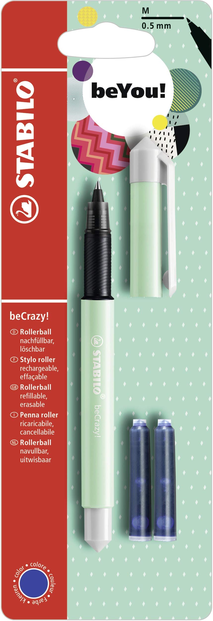 STABILO B-53999-5 BeCrazy! Rollerball Pastel Pen - Mint/White