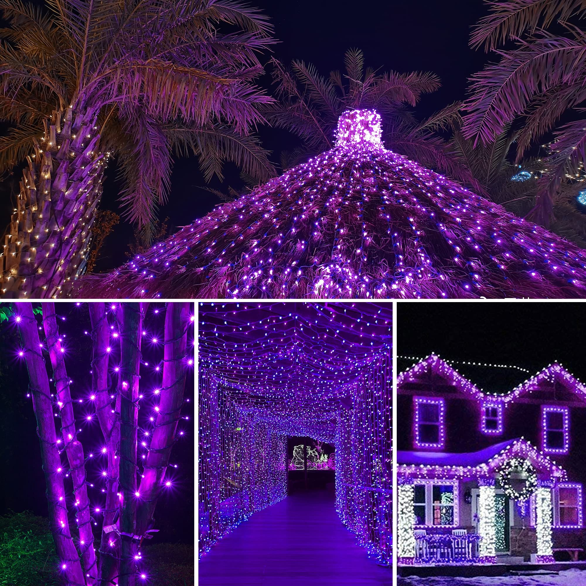 weillsnow 164FT 500 LED Purple Christmas Lights, 8 Modes Waterproof Plug in String Lights for Christmas Indoor Outdoor Yard Party Wedding Garden Home Decorations (Purple)