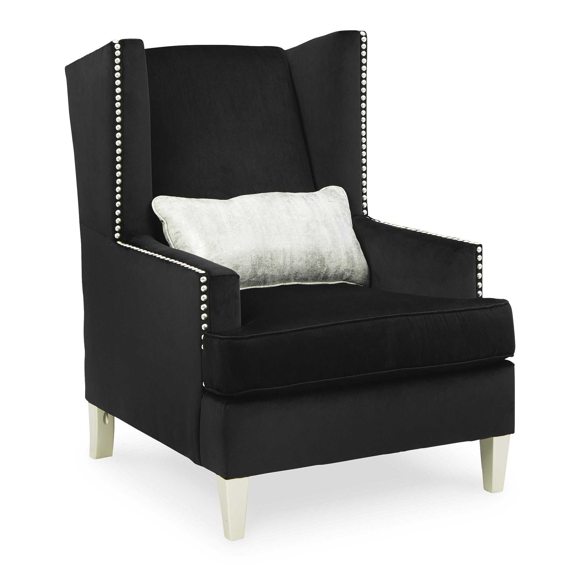 Signature Design by Ashley Harriotte Modern Upholstered Accent Chair with Accent Pillow, Black