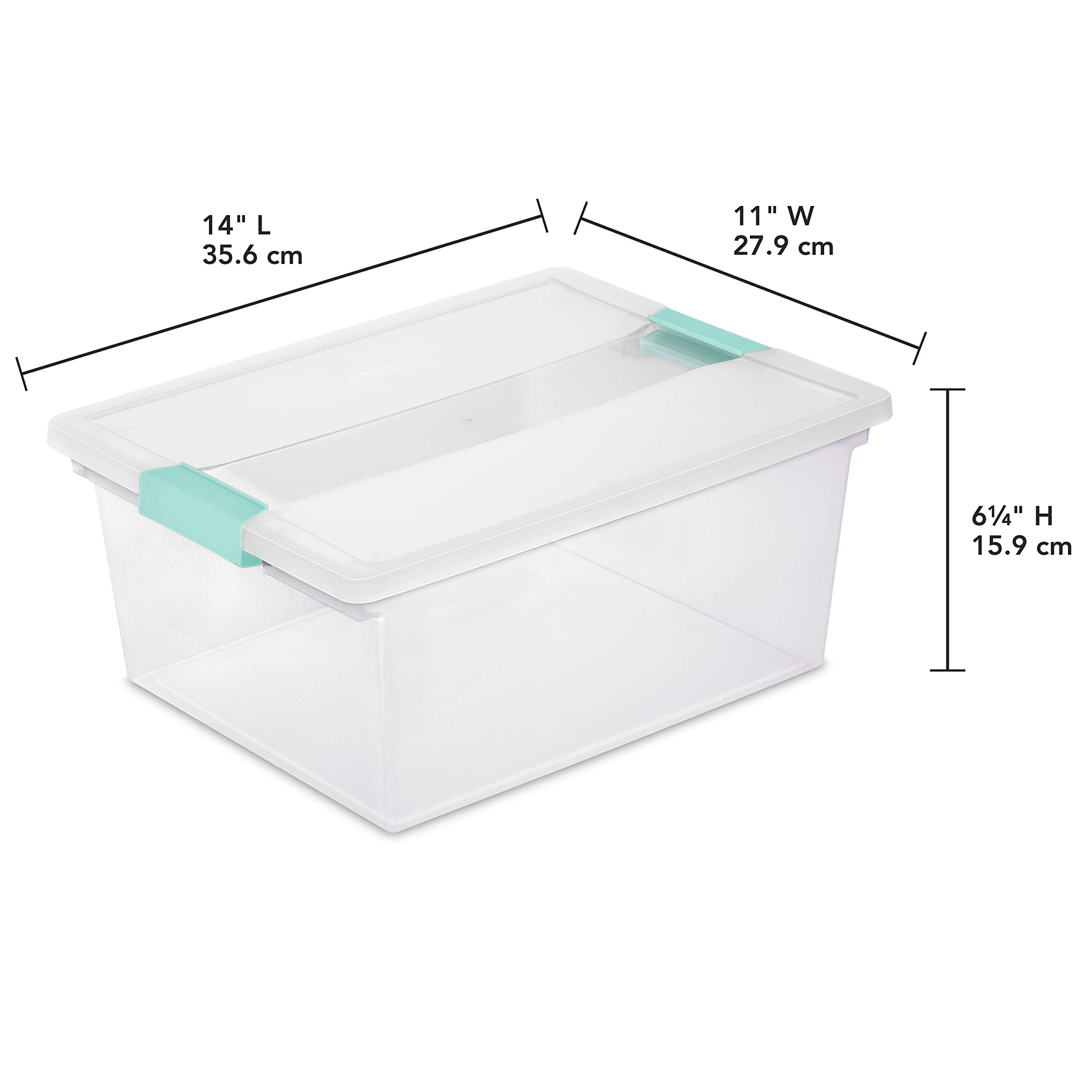 Sterilite 32 Quart/30 Liter ClearView Latch Box, Clear with Sweet Plum Latches, 6-Pack & Deep Clear Plastic Stackable Storage Container Bin Box Tote with Clear Latching Lid Organizing Solution, 4 Pack